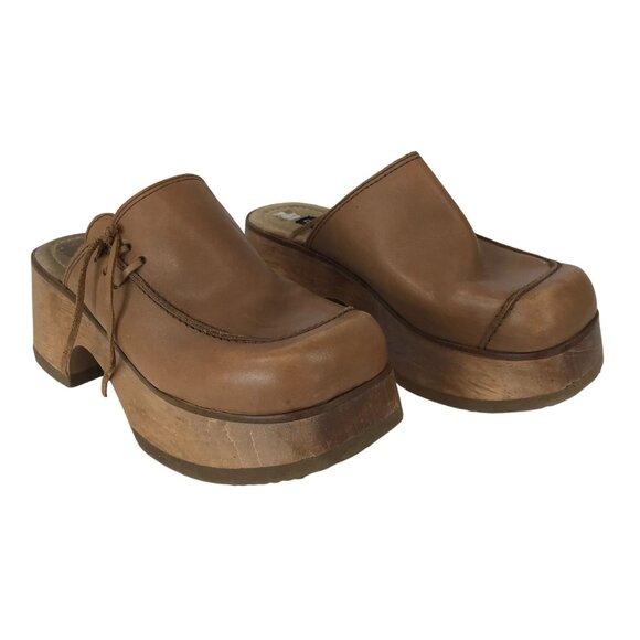 Candie's | Shoes | 9s Candies Chunky Leather Wooden Clogs Brown Stud ...